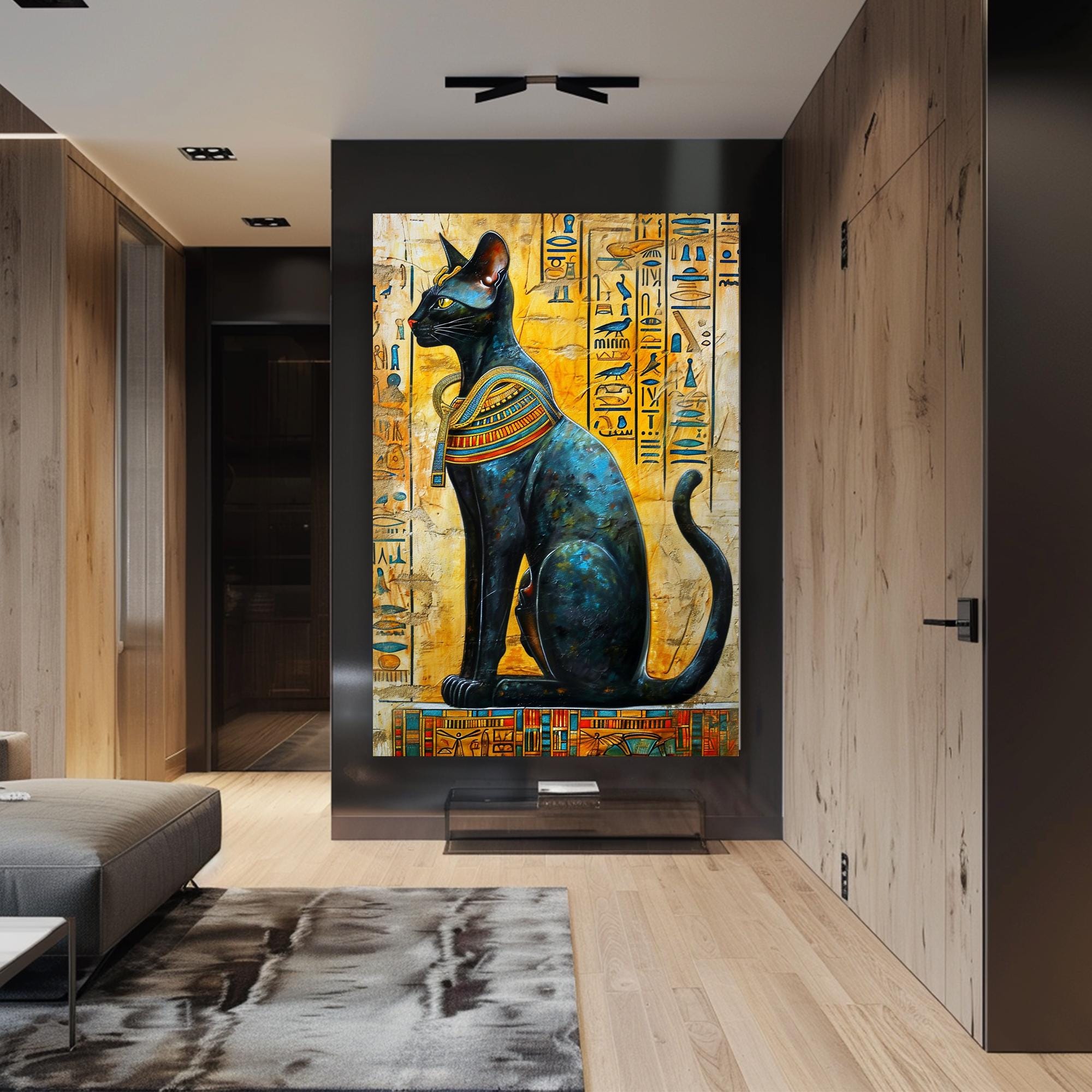 Bastet Wall Art Egyptian God Decor Ancient Egypt Canvas Bastet Portrait ...