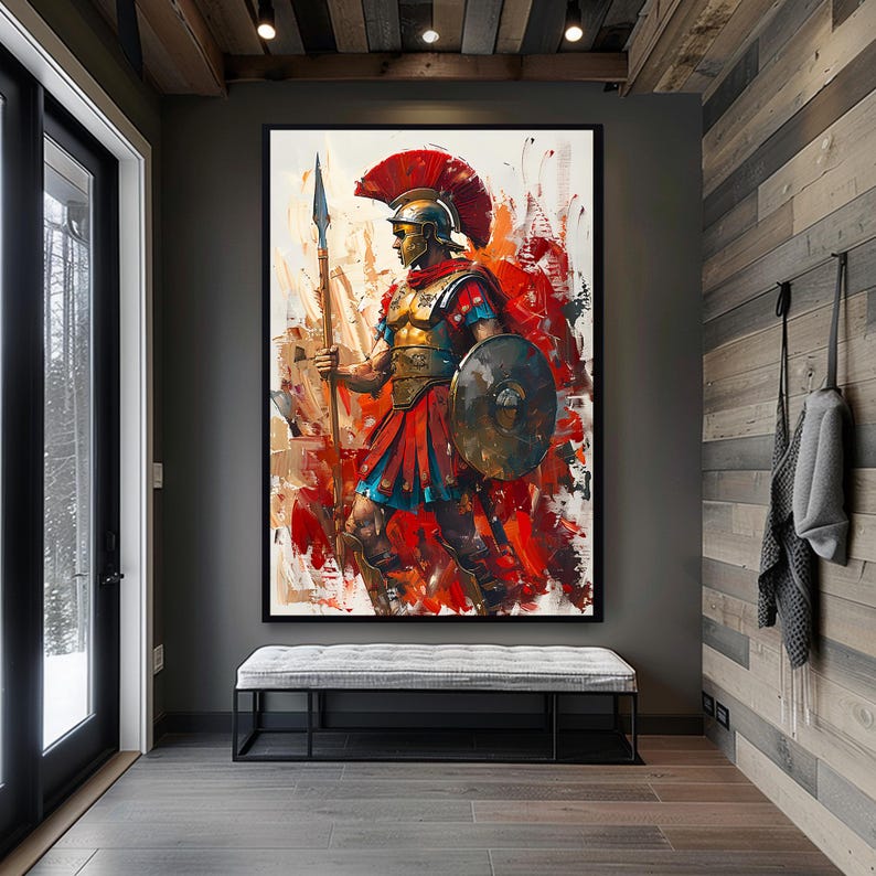 Roman Warrior Art, Canvas Wall Decor, Wall Art, Ancient Soldier Art ...