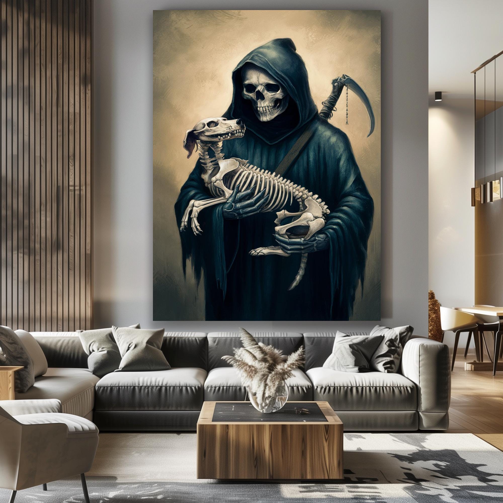 Grim Reaper Portrait Death Decor Interior Design Bar Decor Wall Hanging ...