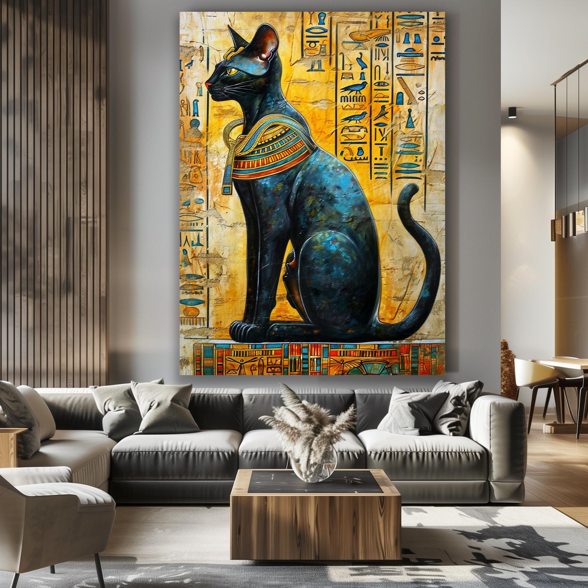 Bastet Wall Art Egyptian God Decor Ancient Egypt Canvas Bastet Portrait ...