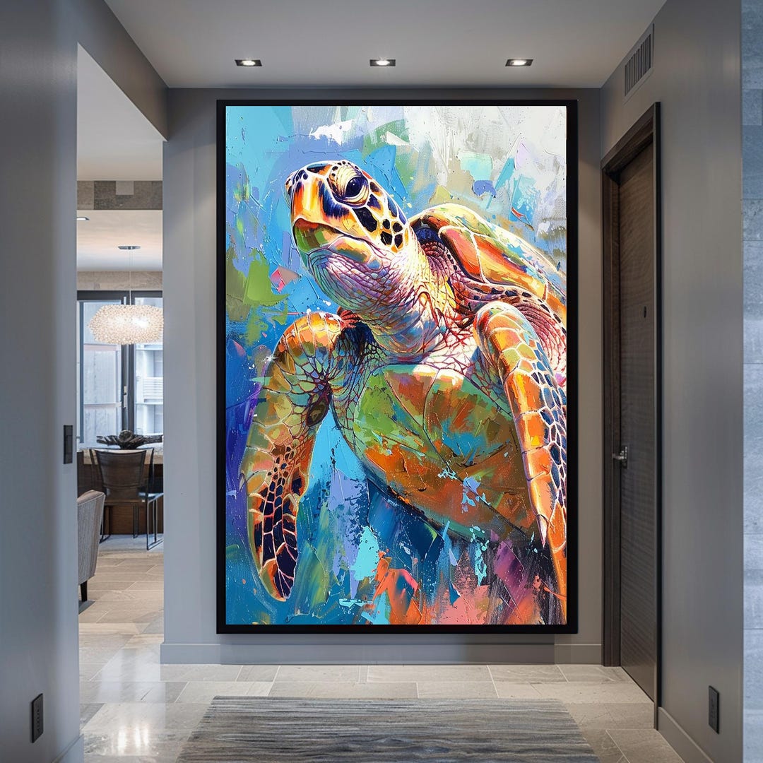 Loggerhead Turtle Art Animal Decor Beach Wall Decor Sailor Gift Large ...