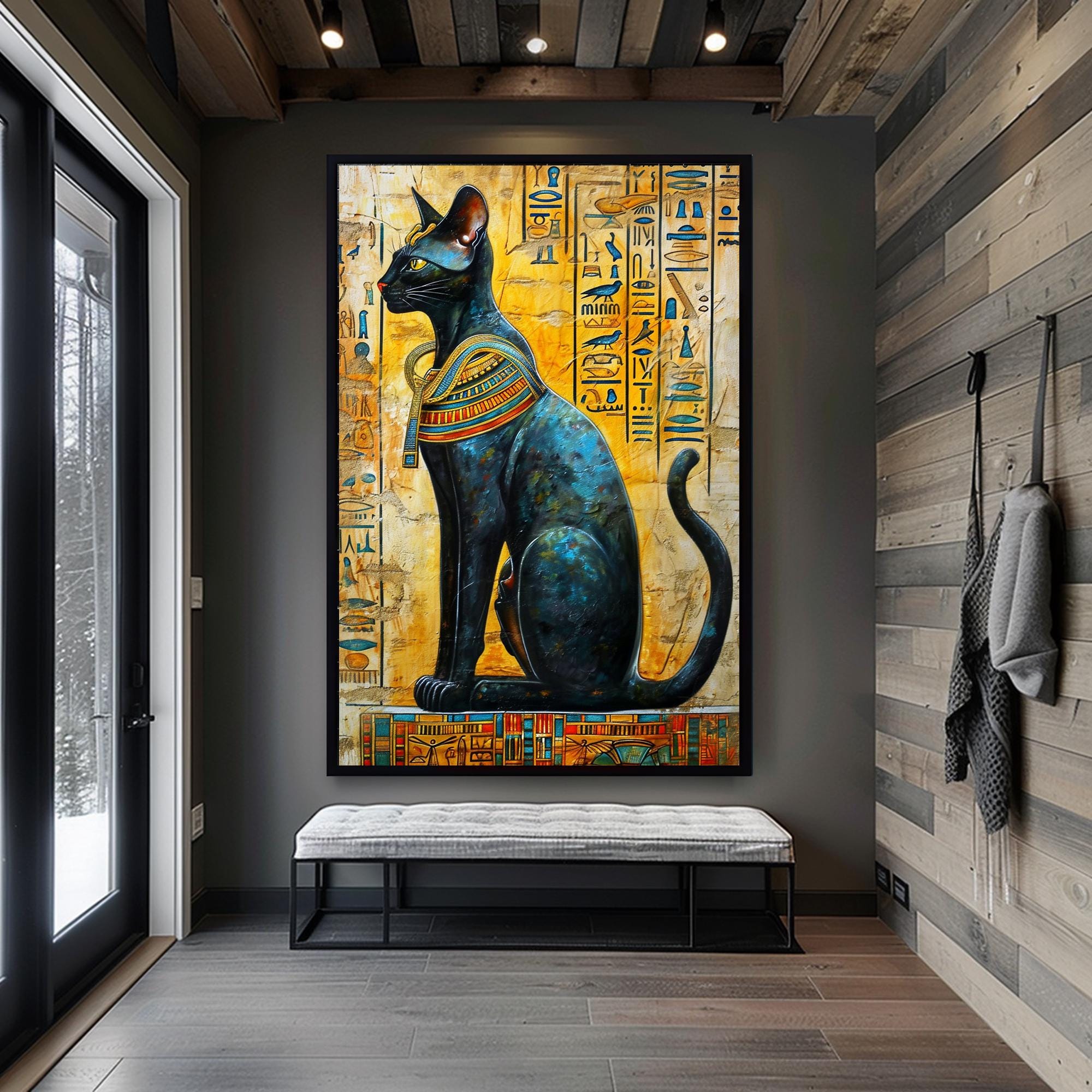 Bastet Wall Art Egyptian God Decor Ancient Egypt Canvas Bastet Portrait ...