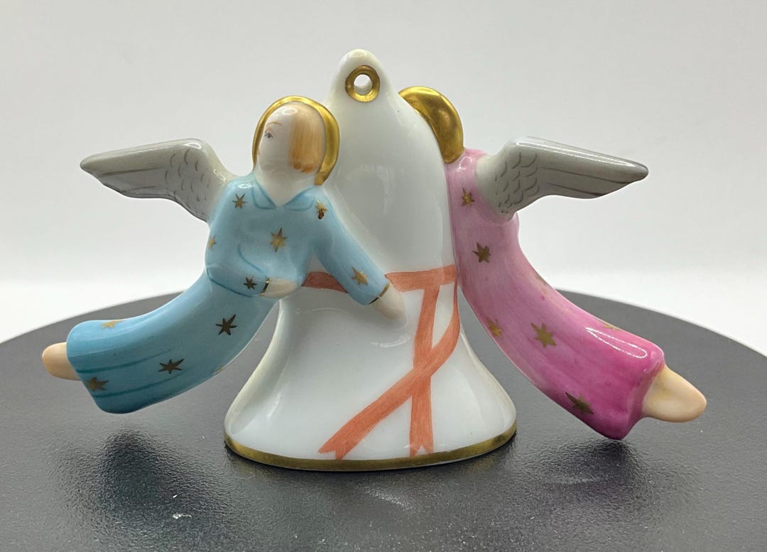 HEREND Hungary Angels Flying on Bell Christmas Ornament - Etsy