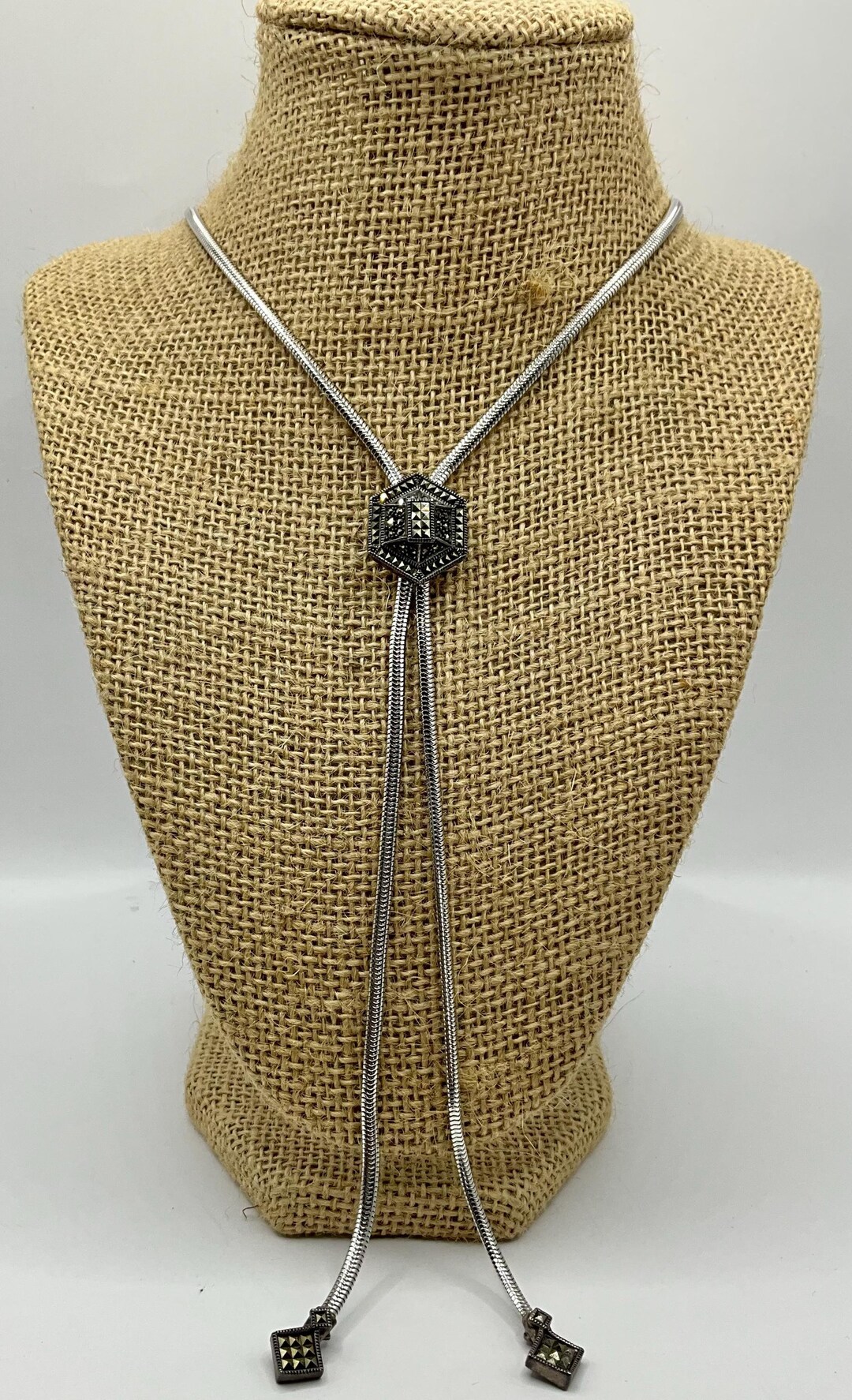 Judith Jack Sterling Silver and Marcasite Tie Necklace 35g - Etsy