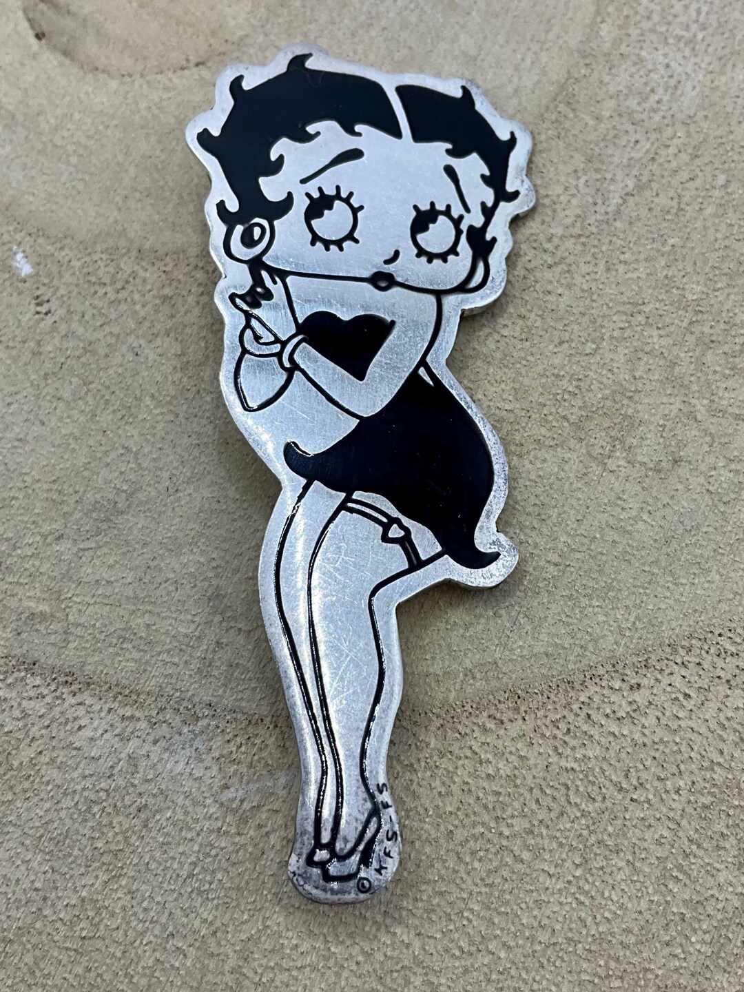 Sterling Silver and Black Enamel Large Betty Boop Pin Brooch - Etsy