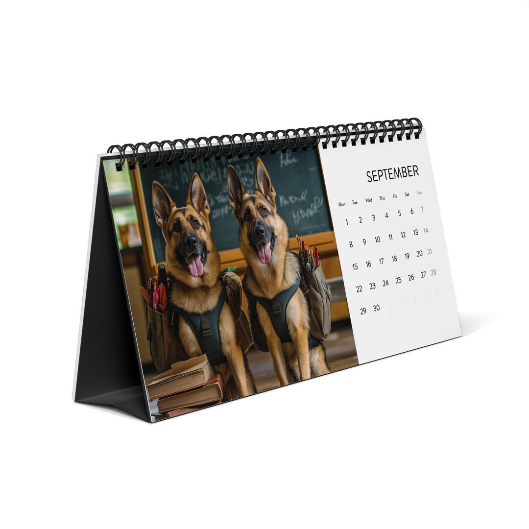German Shepherd Seasonal Desk Calendar UK2025 Grid - Etsy