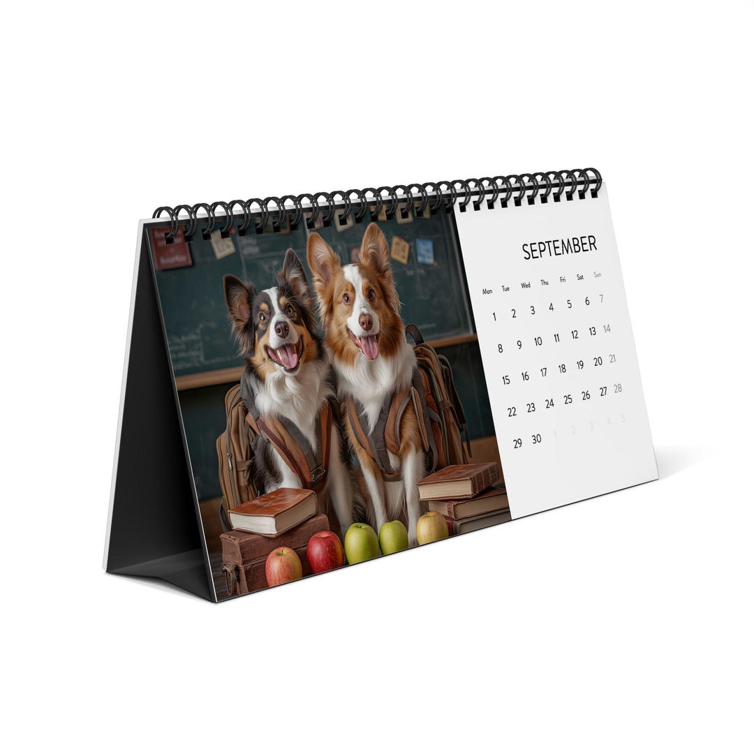 Seasonal Dog Desk Calendar UK2025 Grid - Etsy