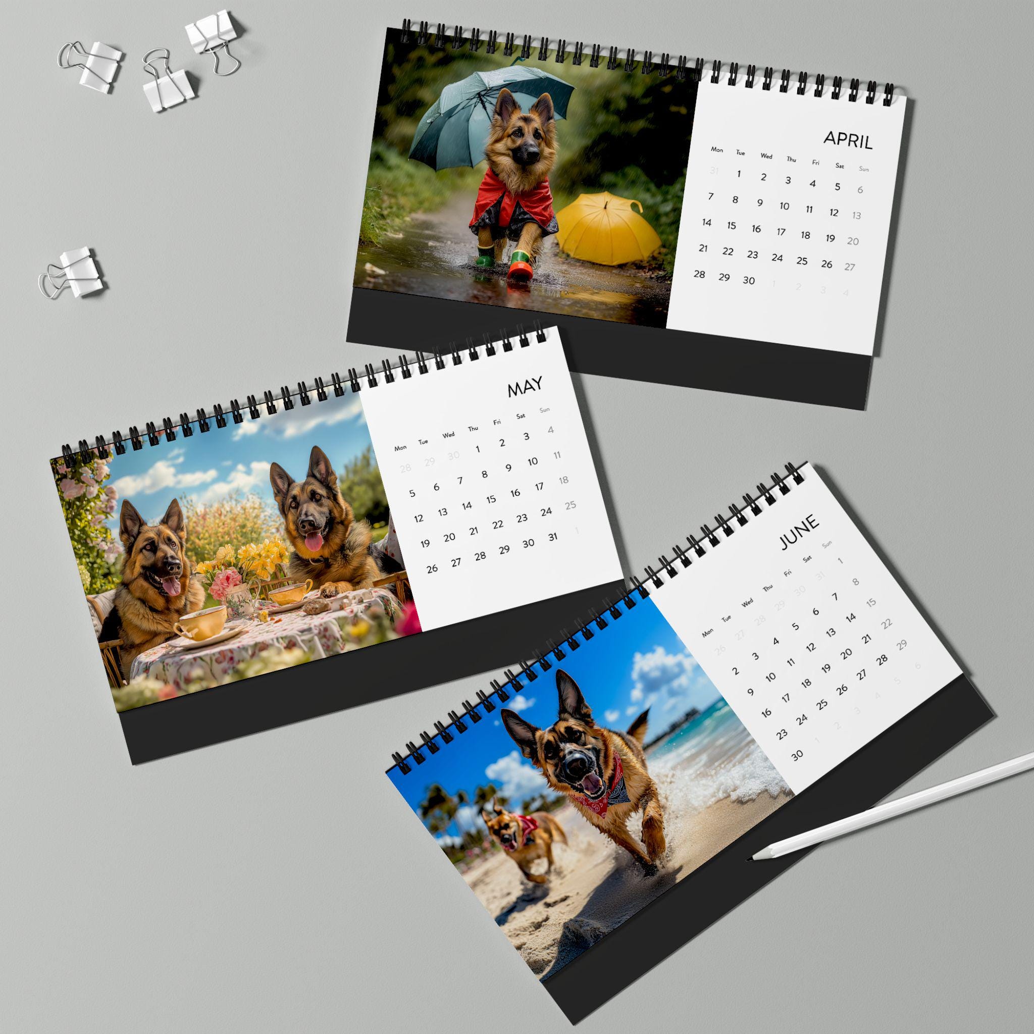 German Shepherd Seasonal Desk Calendar UK2025 Grid - Etsy