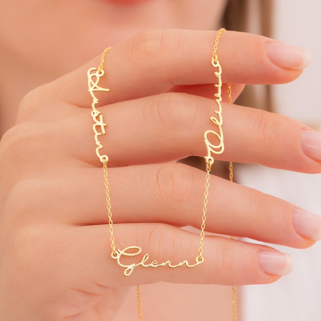 Three Names Necklace, Triple Name Necklace, Custom Children Necklace ...