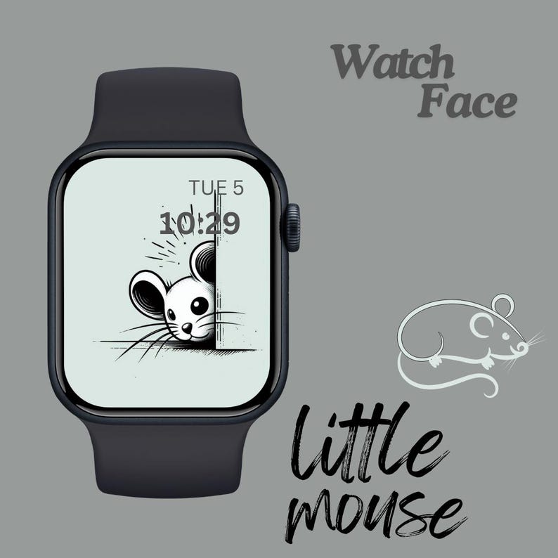 Minimalistic Mouse Snarling Watch Face on Mint Background, Sweet ...