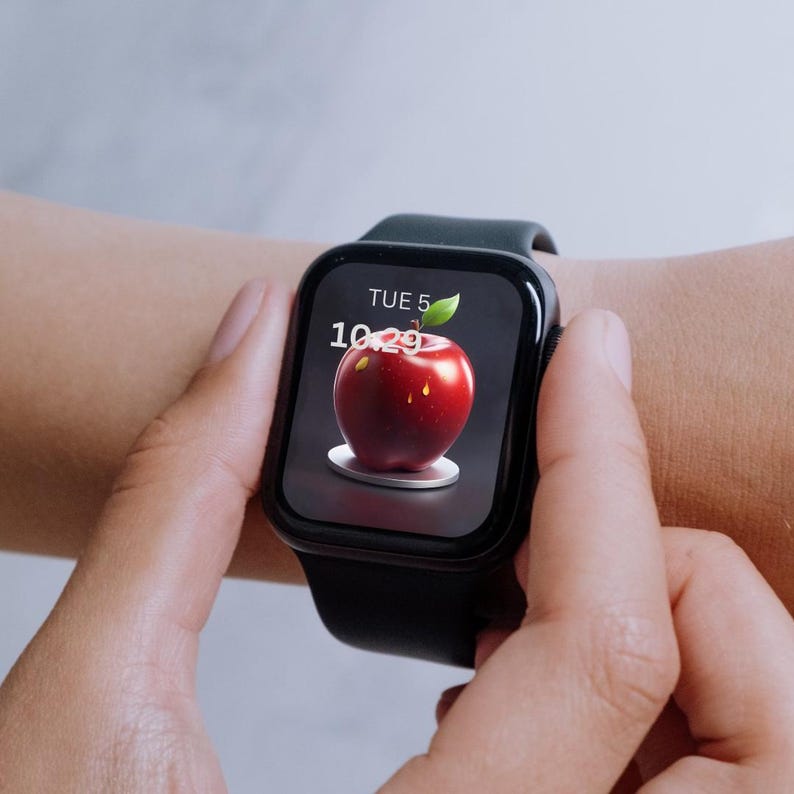 Red Apple Watch Face Wallpaper for Apple Devices Instant Digital ...