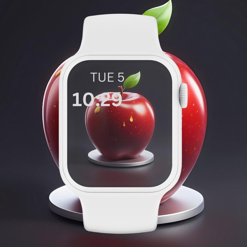 Red Apple Watch Face Wallpaper for Apple Devices Instant Digital ...