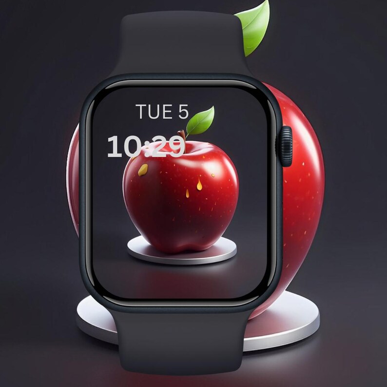 Red Apple Watch Face Wallpaper for Apple Devices Instant Digital ...