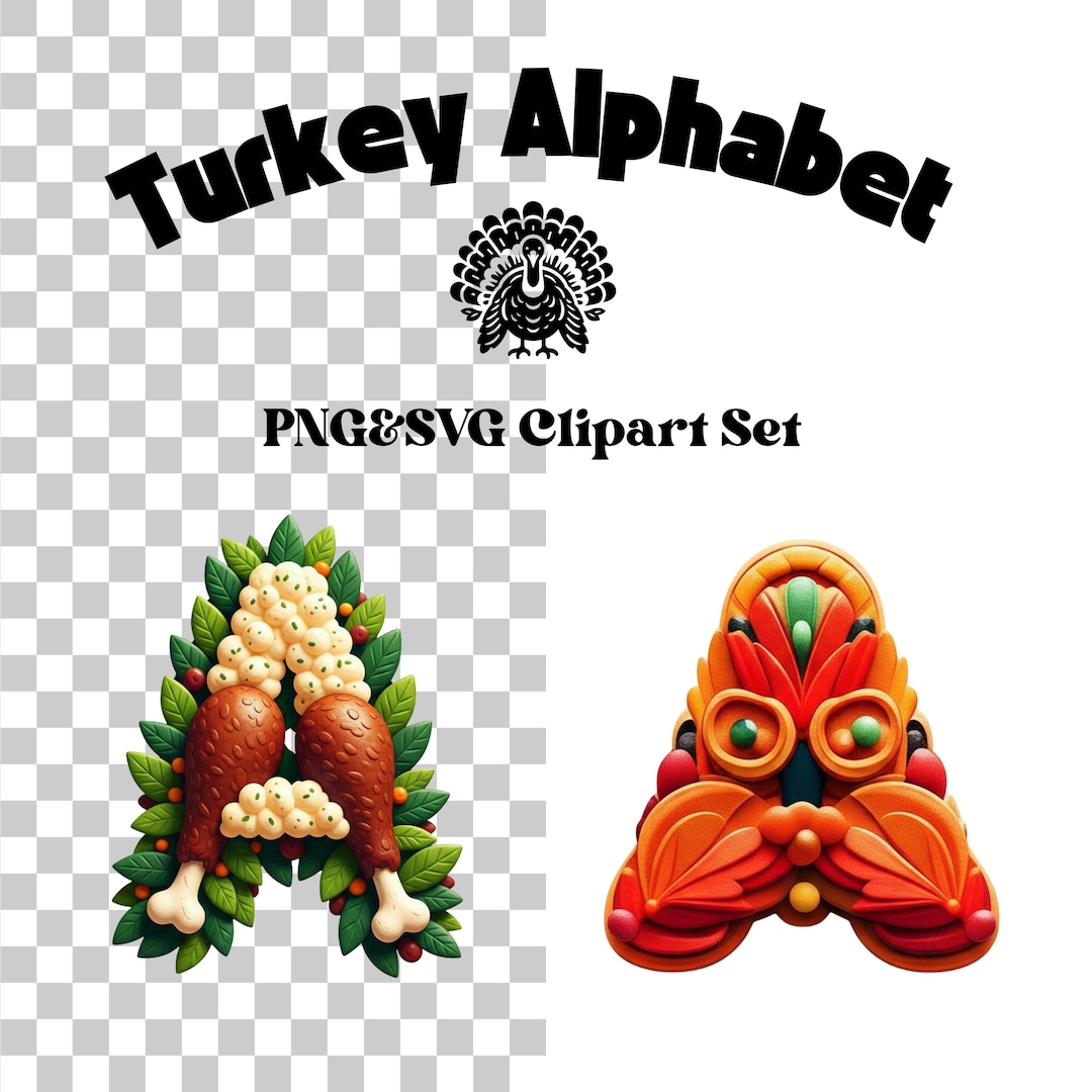 Thanksgiving Turkey Alphabet | PNG SVG Letter Set (digital Download) - Etsy