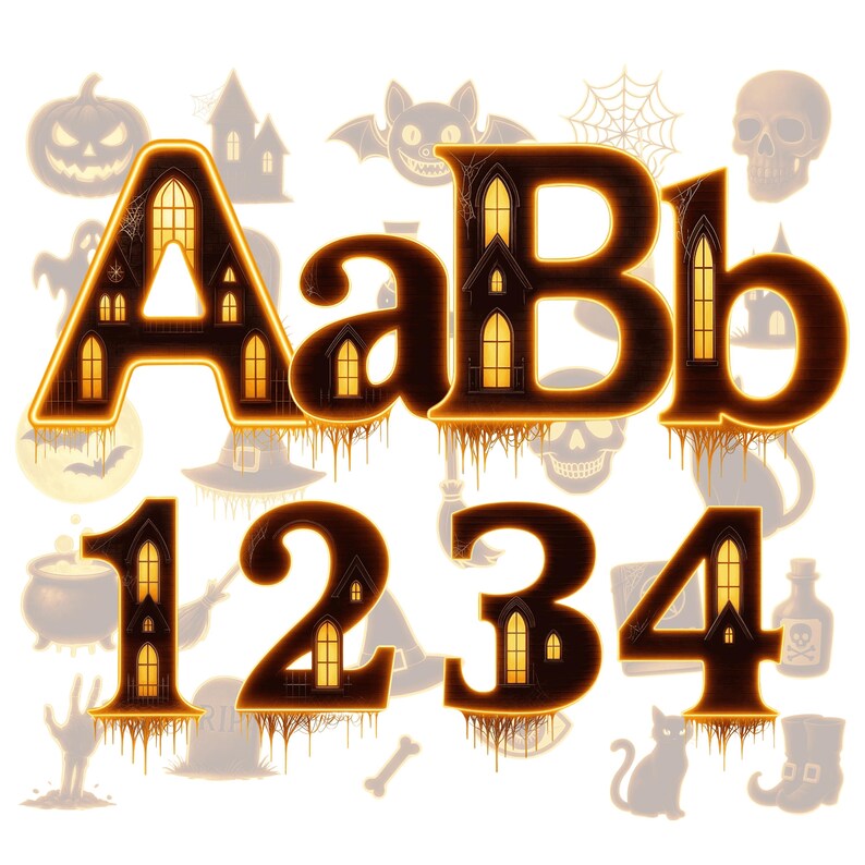 Halloween Haunted House Alphabet Clipart Set - Etsy