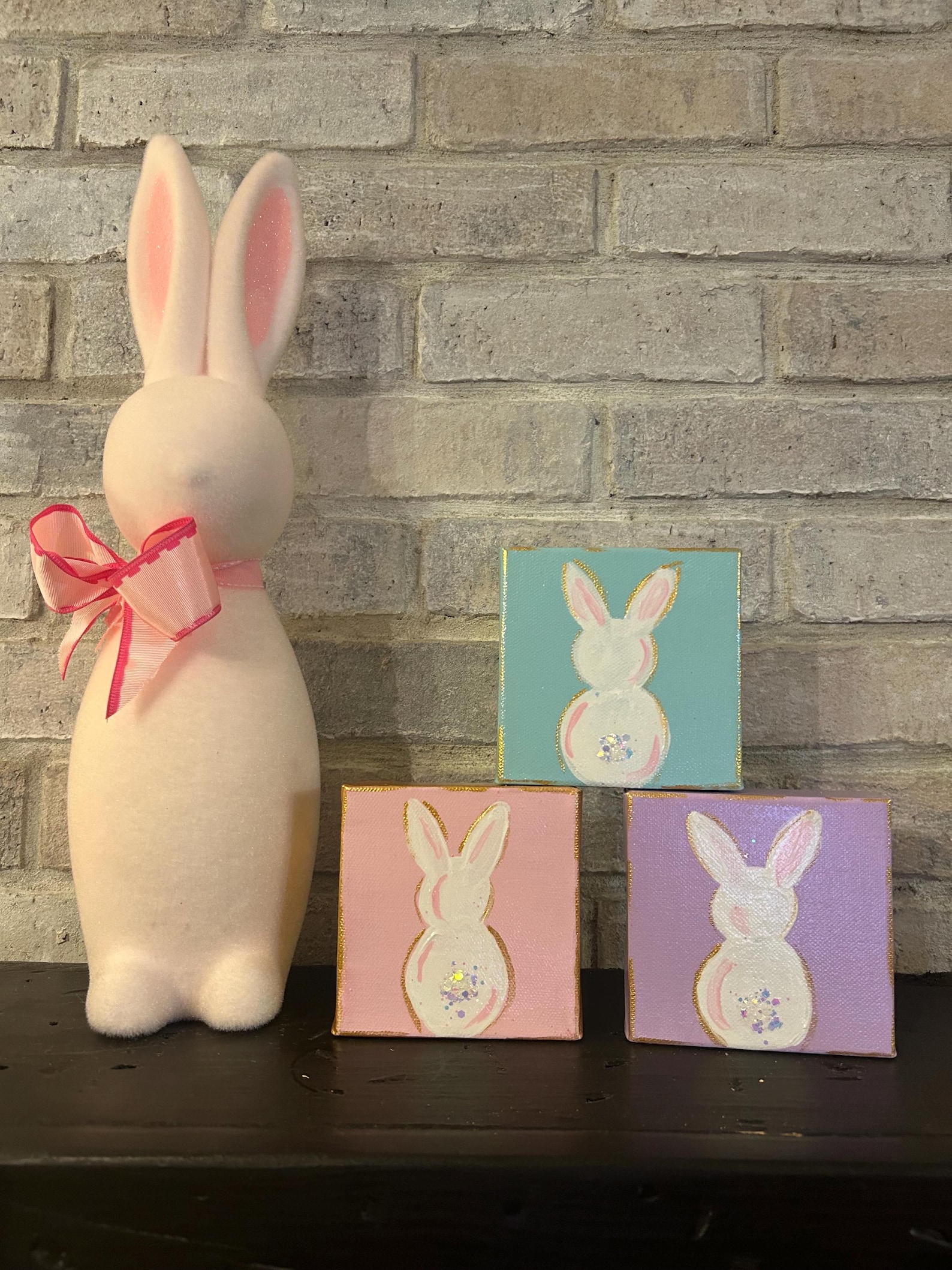Easter Bunny Canvas Art | 4”x4” Bunny Painting on Canvas | Shelf Sitter ...