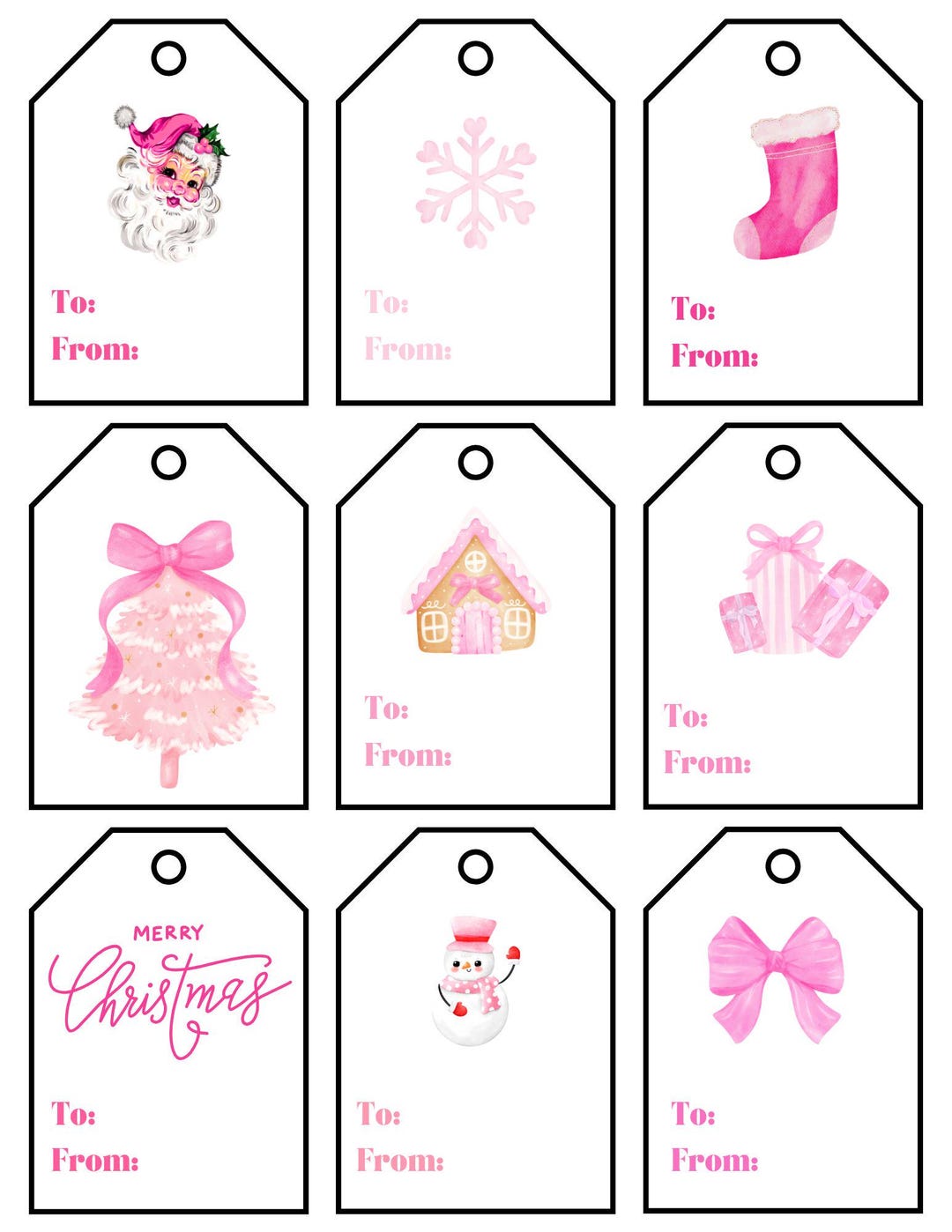 Pink Christmas Gift Tags Digital Download - Etsy