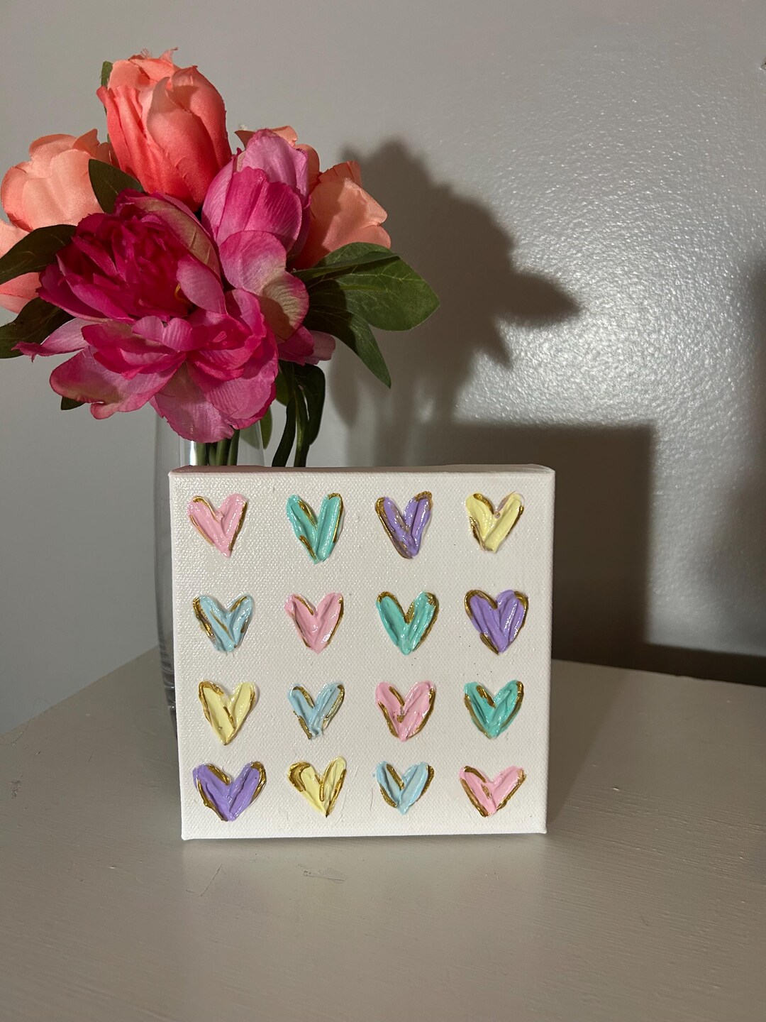 Acrylic Heart Canvas Valentine Art 6x6 Heart Canvas Painting - Etsy
