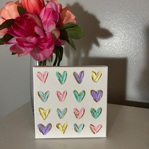 Acrylic Heart Canvas Valentine Art 6x6 Heart Canvas Painting - Etsy