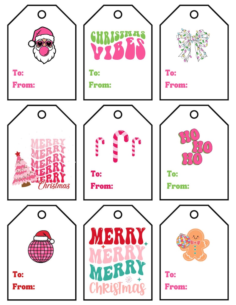 Pink Preppy Christmas Gift Tags - Etsy