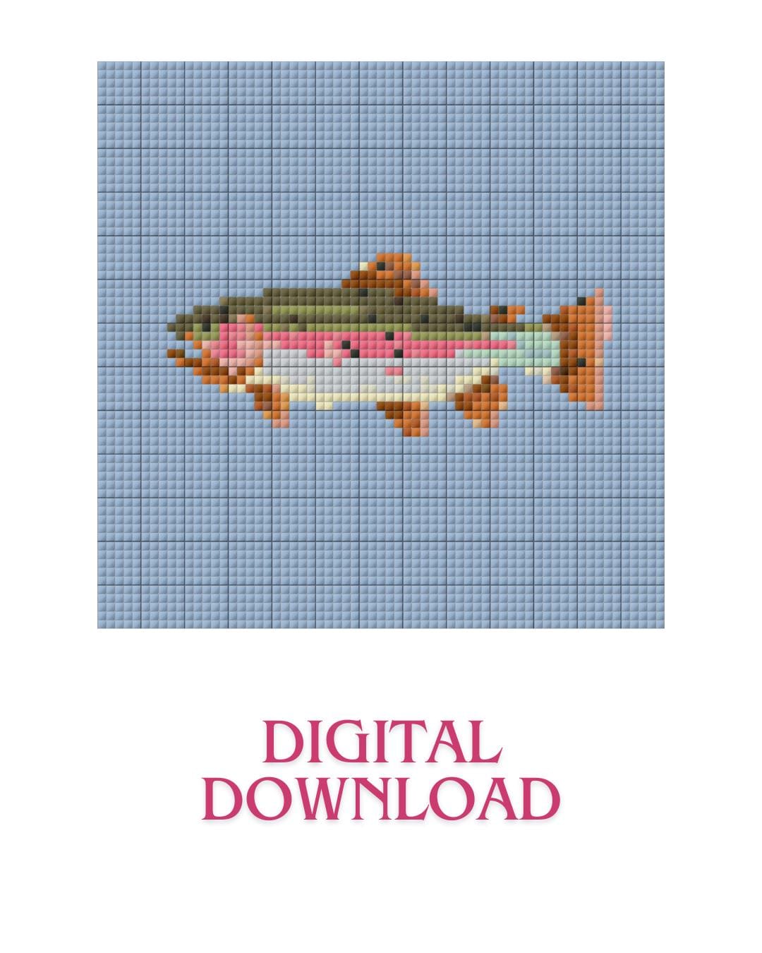 Rainbow Trout Needlepoint Pattern – Colorful Fish Cross Stitch Chart ...
