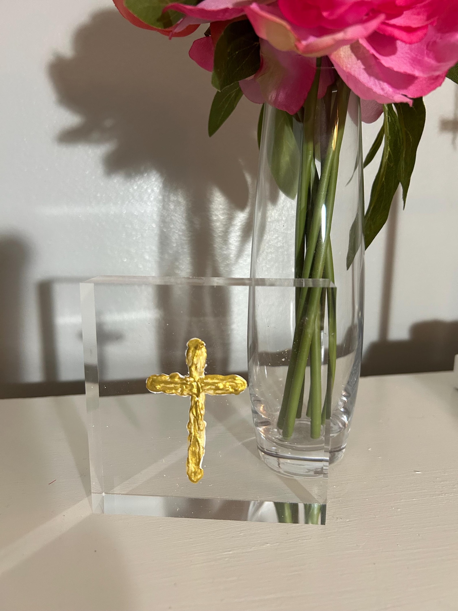 Acrylic Cross Block: Gold Painted Tabletop Art (3” X 3”) - Etsy