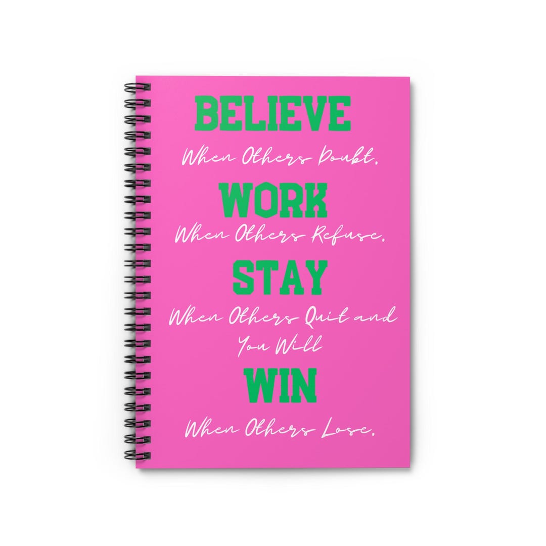 Pink Power: Believe, Work, Stay, Win Spiral Lined Notebook - Etsy