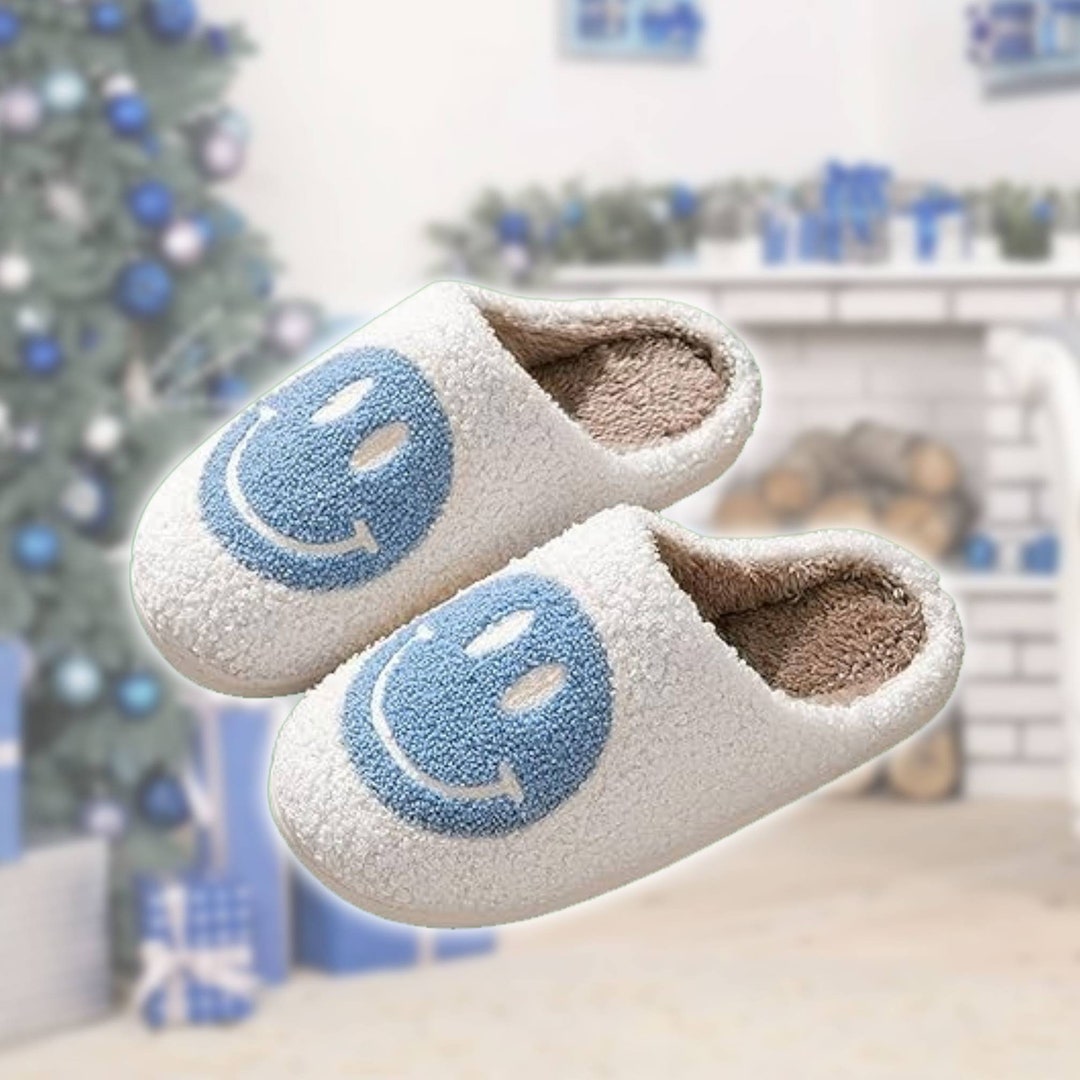 Smiley Face Slippers Fuzzy Slippers Funny Slippers for Women Slippers ...