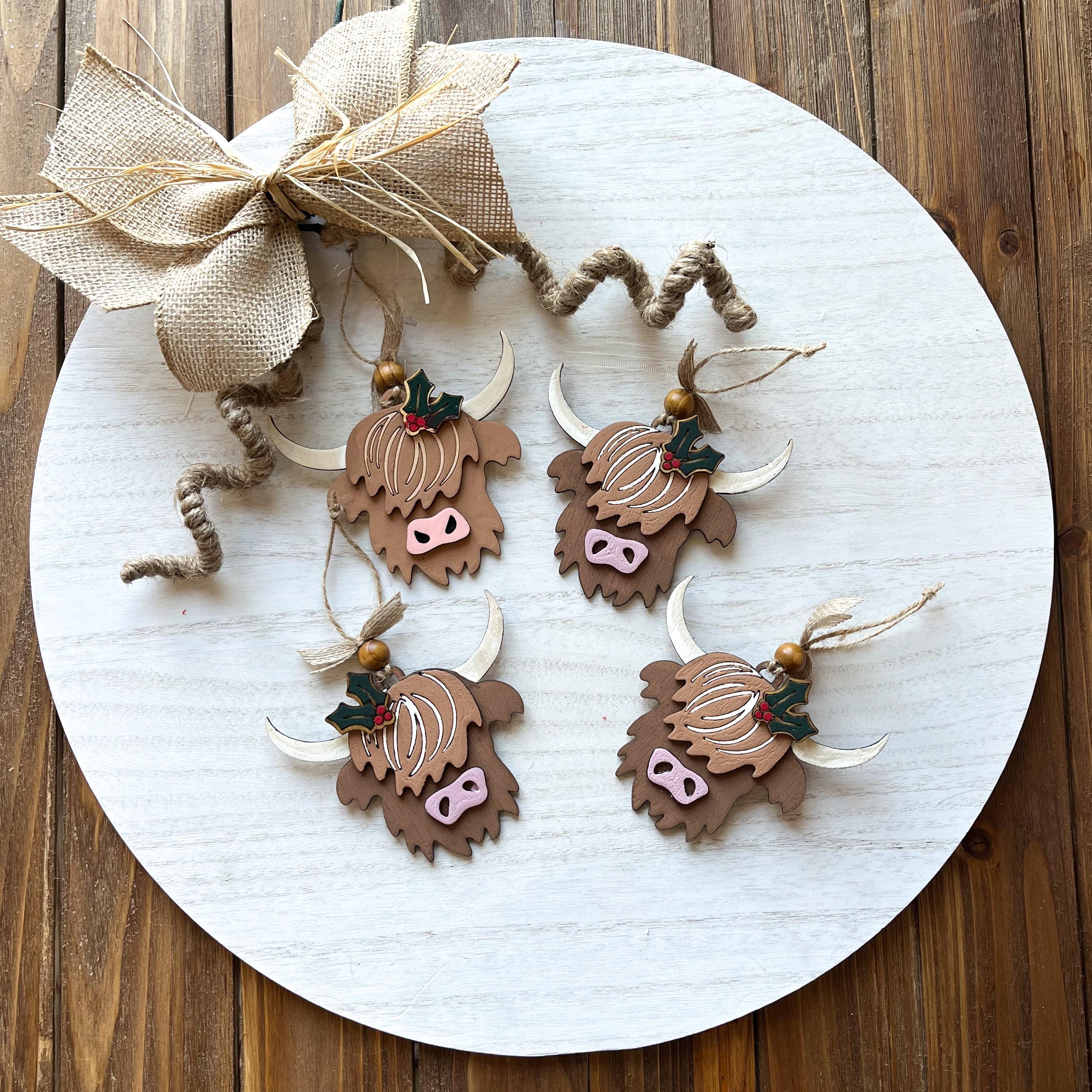 Western Highland Cow Ornaments Set of 4 - Etsy