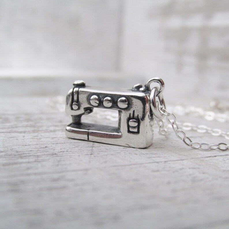 Sterling Silver Sewing Machine Charm Necklace Sewing Lovers | Etsy
