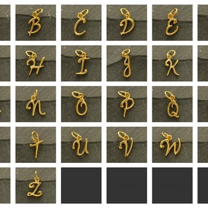 Gold Initial Charm, Small 24K Satin Gold Plated Sterling Silver, Matte ...