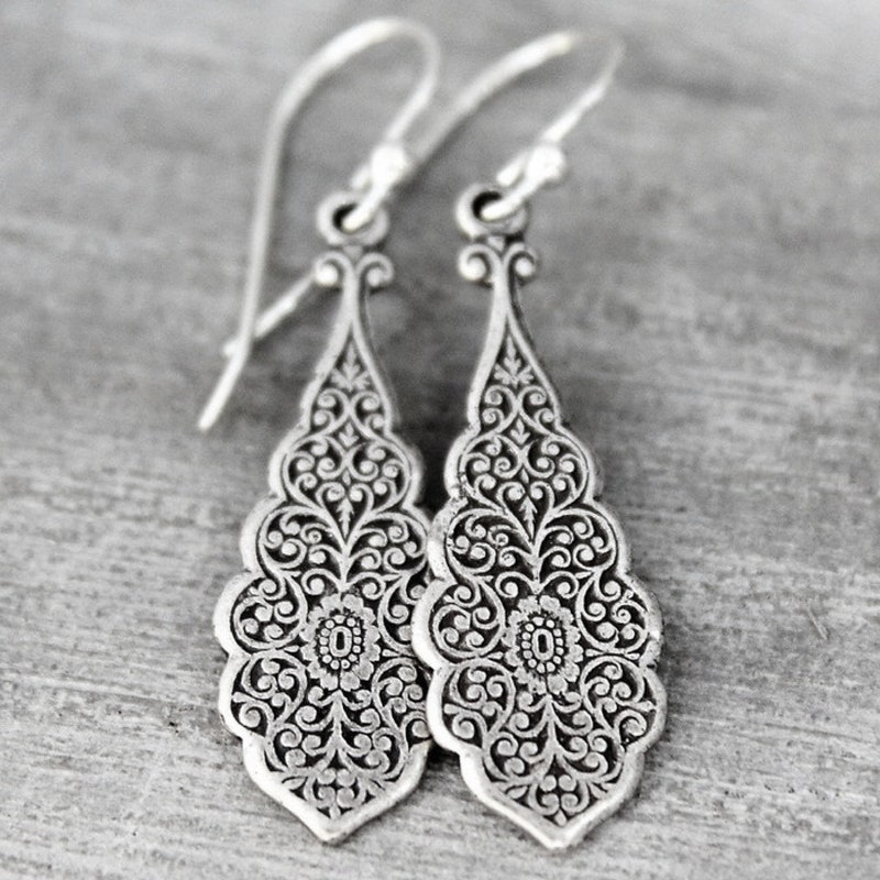 Silver Drop Earrings - Etsy