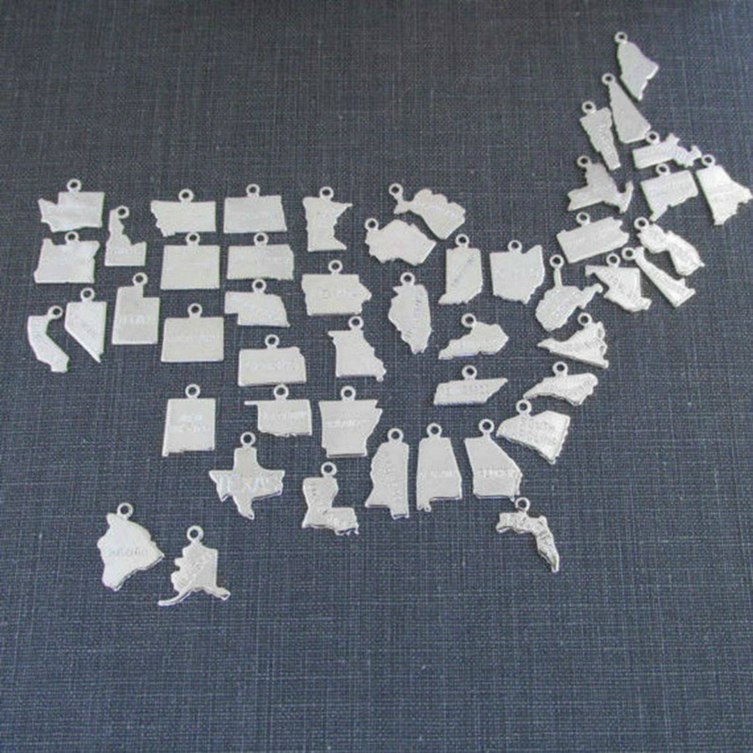 Silver State Charms: Tiny Home State Charm for Bracelets and Necklaces ...
