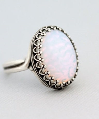 Opal Ring Large Glass Pinfire Opal Ring October Birthstone | Etsy