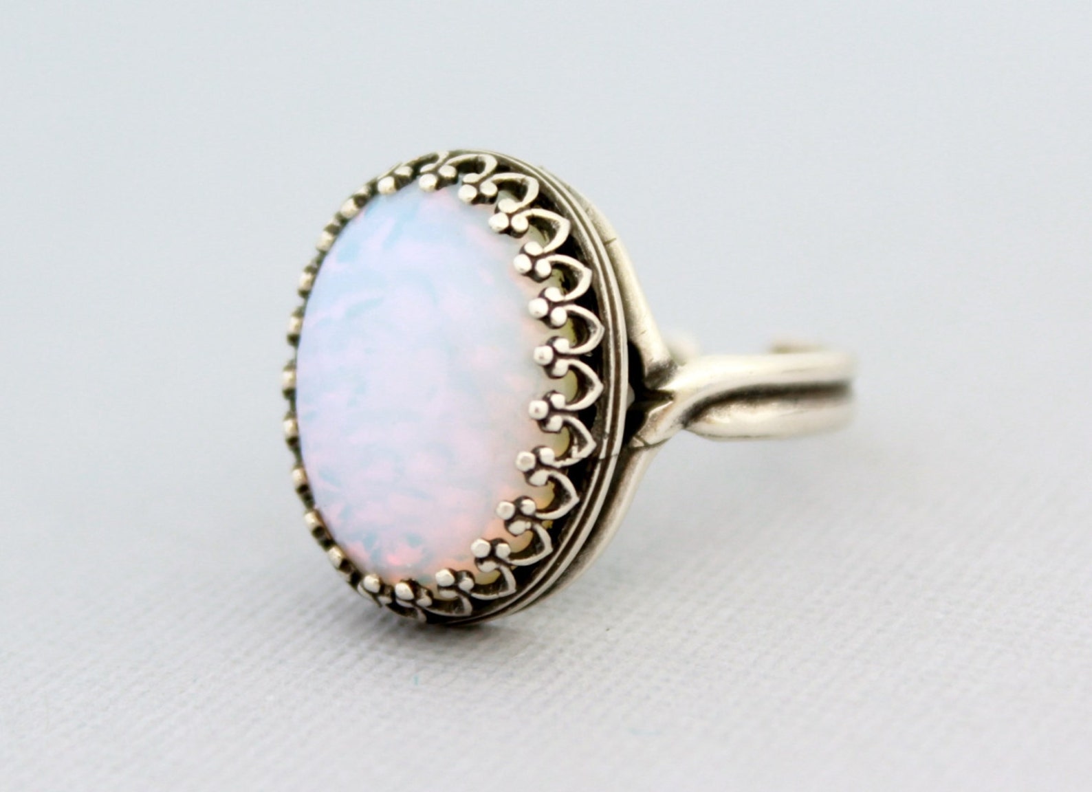 Opal Ring Large Glass Pinfire Opal Ring October Birthstone - Etsy