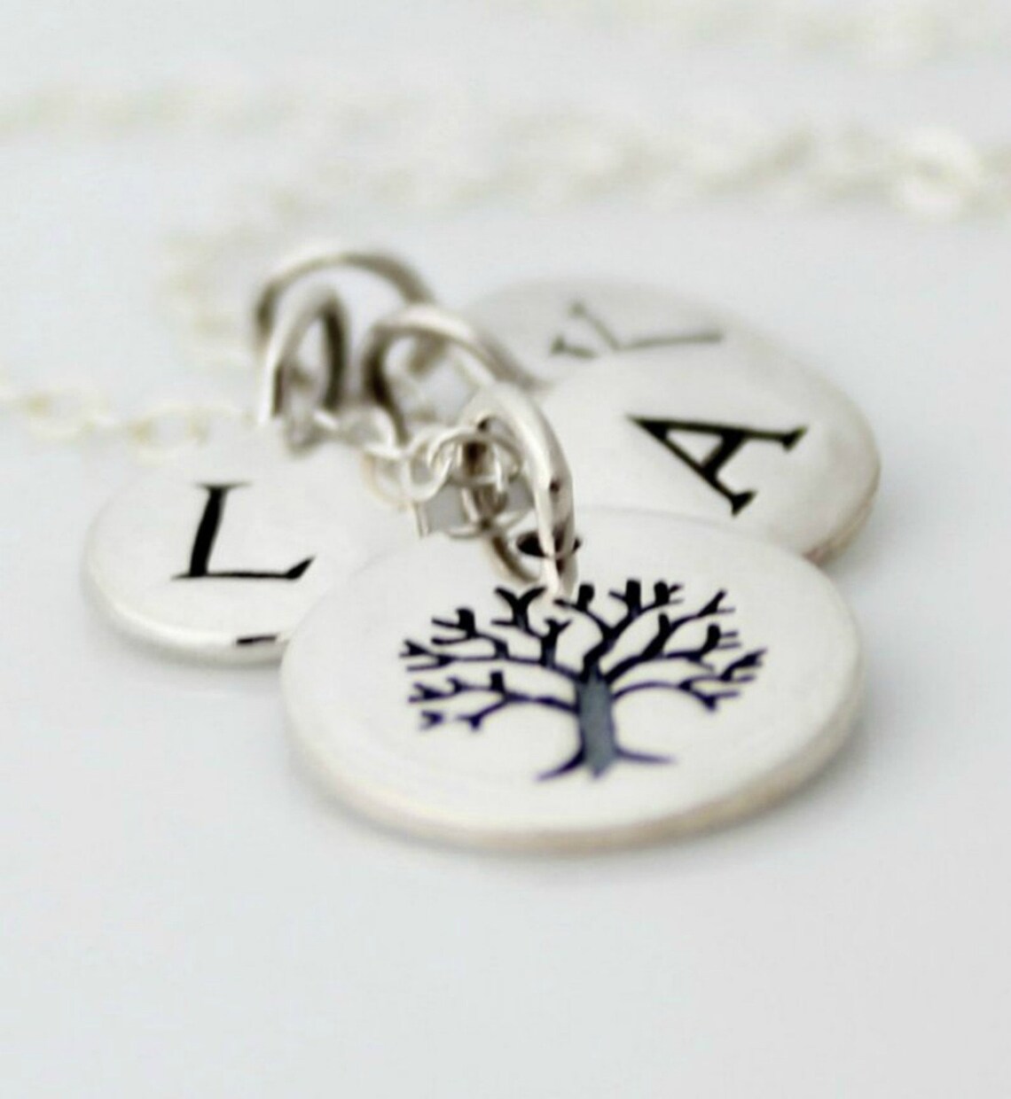Personalized Family Tree Initial Charm Necklace Personalized | Etsy
