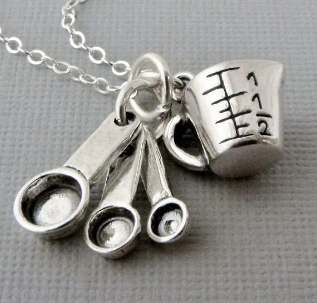 Sterling Silver Measuring Cup & Spoons Necklace: Baker Gift - Etsy