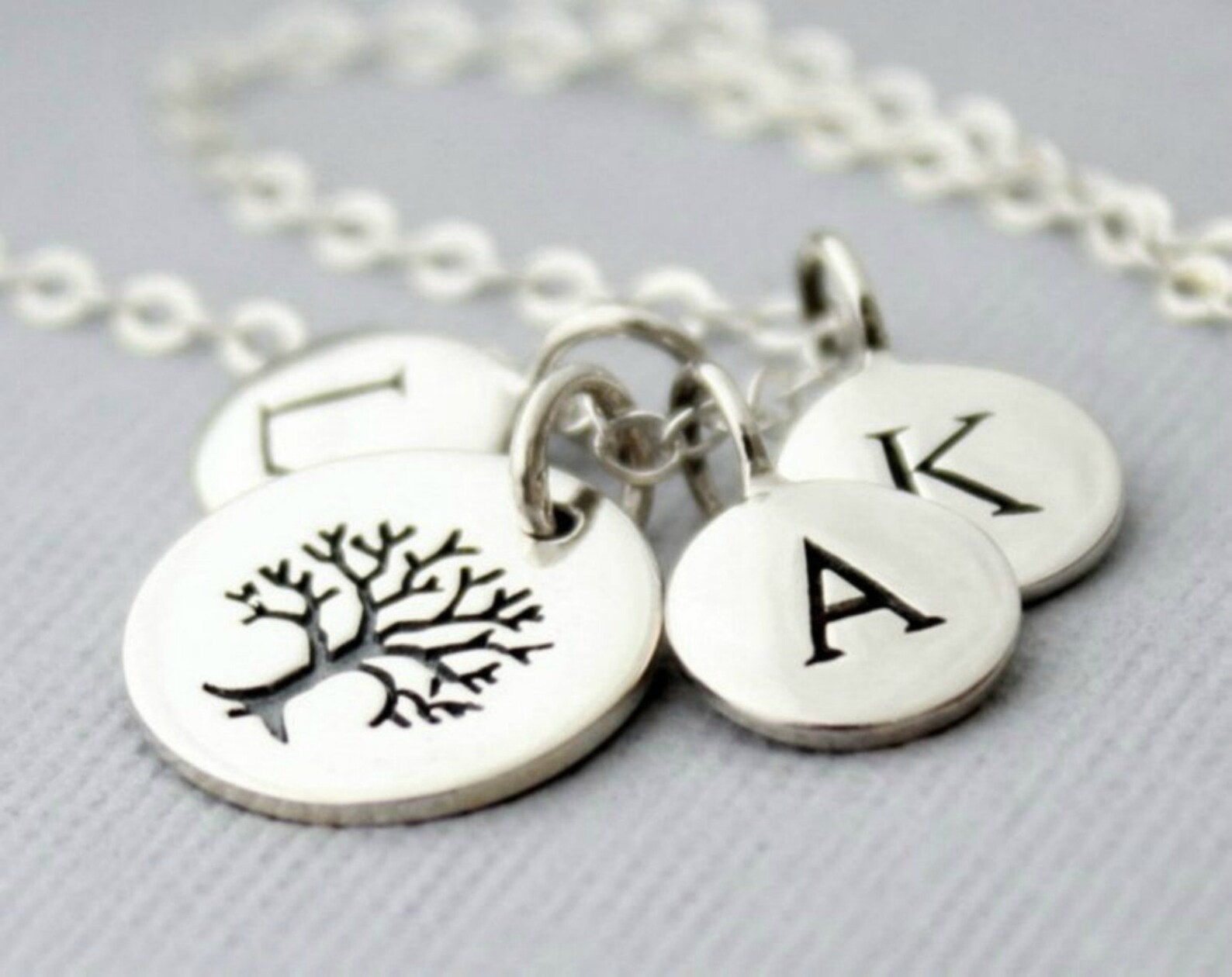 Personalized Family Tree Initial Charm Necklace Personalized | Etsy