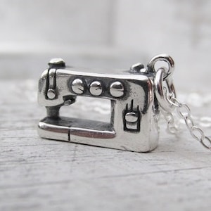 Sterling Silver Sewing Machine Charm Necklace, Crafting, Sewing ...