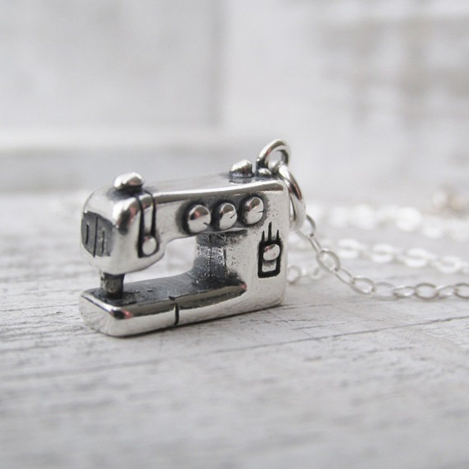 Sterling Silver Sewing Machine Charm Necklace Sewing Lovers | Etsy