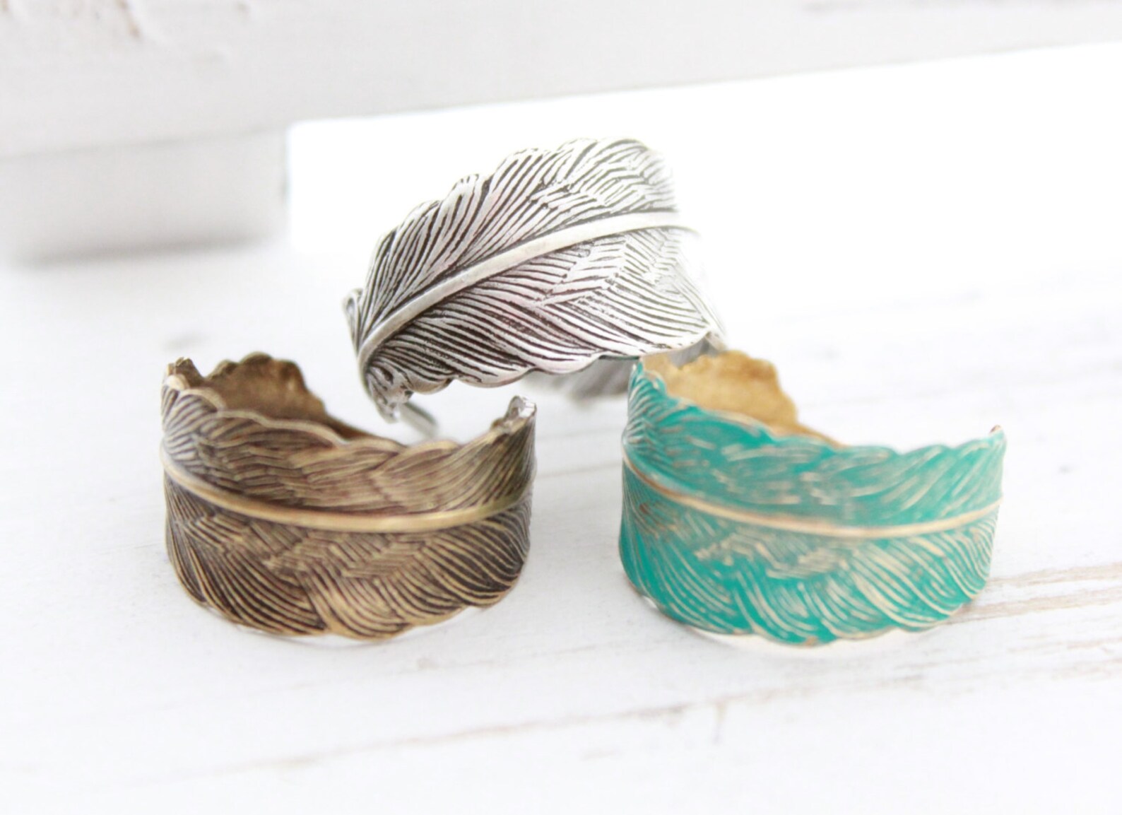 Silver Adjustable Feather Wrap Ring Simple Silver Feather | Etsy