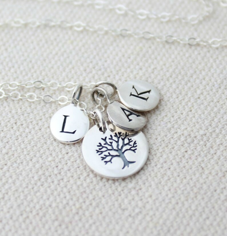 Personalized Family Tree Initial Charm Necklace Personalized | Etsy