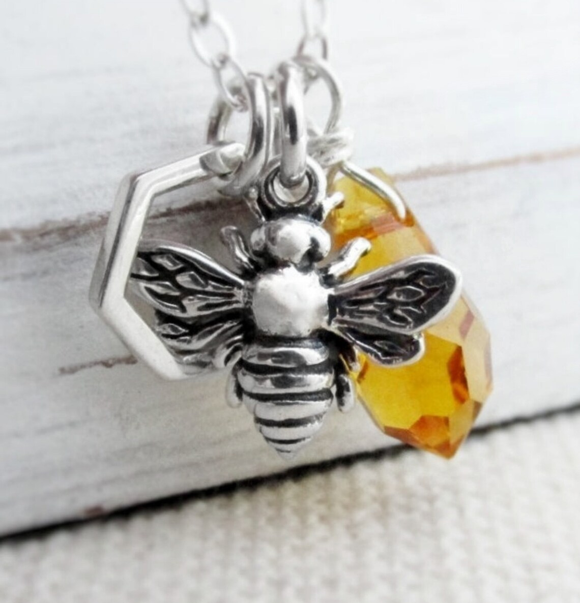 Honeybee Charm Necklace Sterling Silver Bee Necklace Save - Etsy