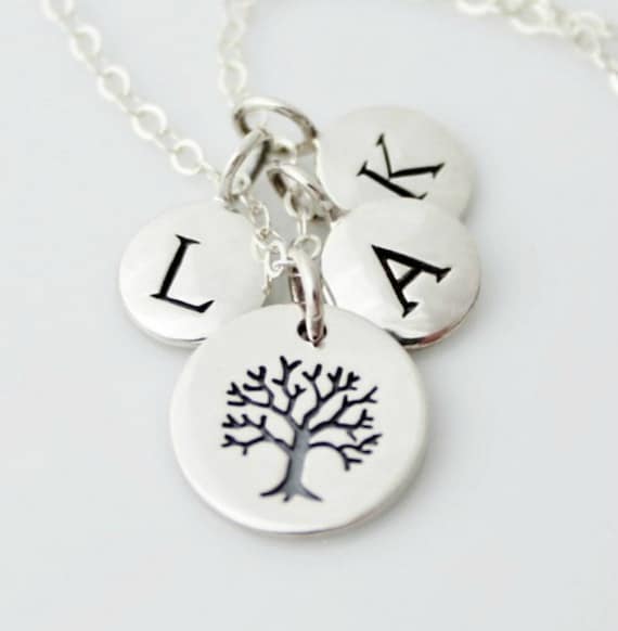 Personalized Family Tree Initial Charm Necklace Personalized | Etsy