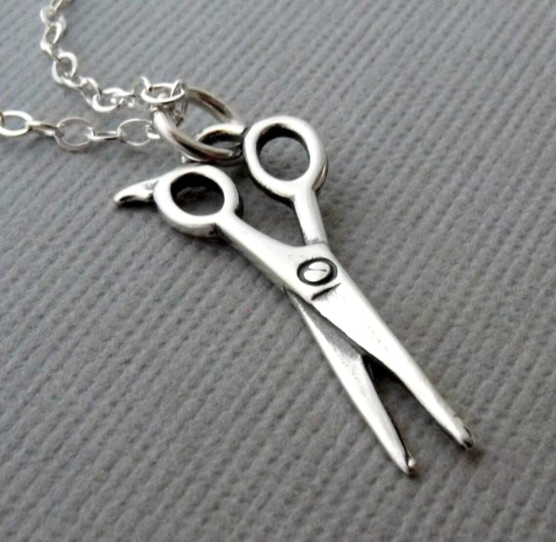 Sterling Silver Scissors Charm Necklace Hairdressers | Etsy