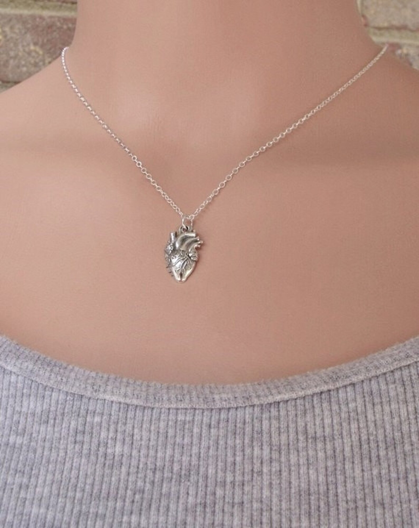 Human Heart Charm Necklace Anatomical Heart Pendant Necklace - Etsy