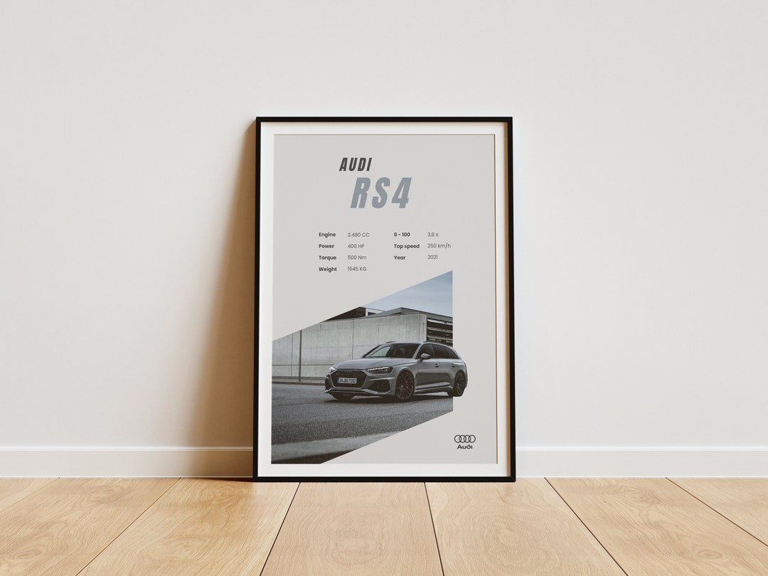 Audi RS4 Poster Print, Boys Room Decor, Home Office Art, Room Decor ...