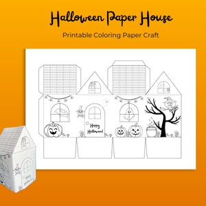 Halloween House Paper Craft, 3D Paper House Template, Spooky Halloween ...