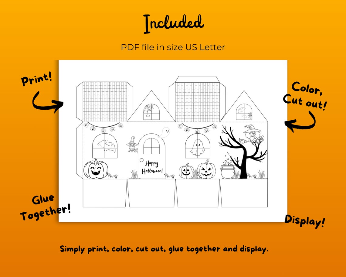 Halloween House Paper Craft, 3D Paper House Template, Spooky Halloween ...