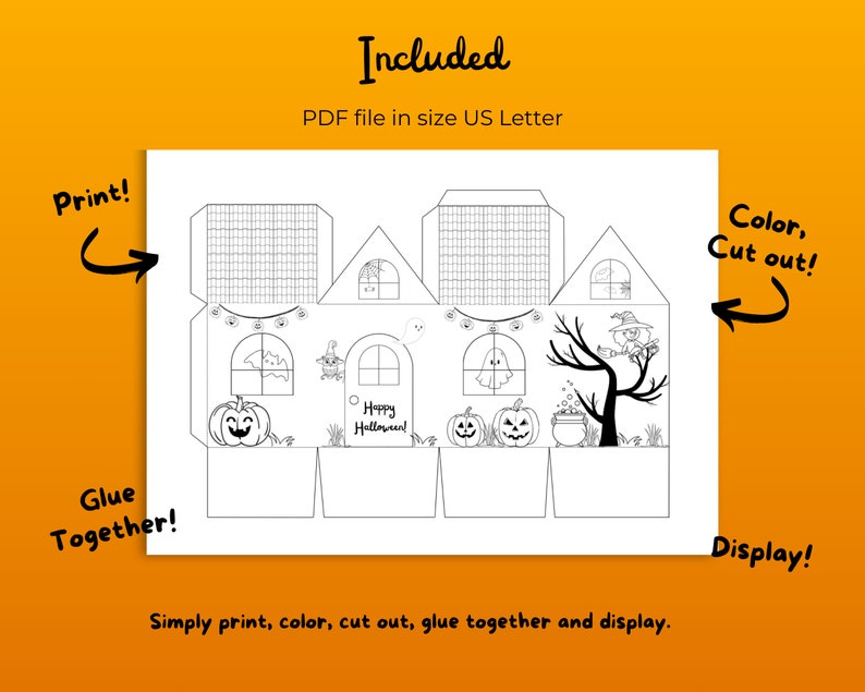 Halloween House Paper Craft, 3D Paper House Template, Spooky Halloween ...